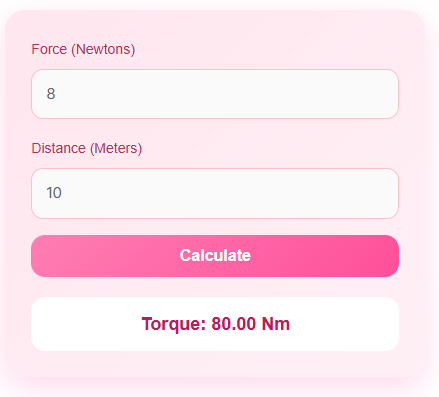 Torque Calculator – Instantly Calculate Torque Using Force & Distance