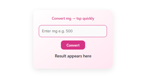 Mg to Tsp Calculator – Convert Milligrams to Teaspoons Easily