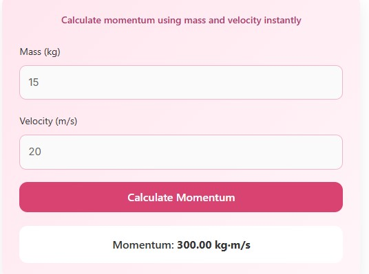 Momentum Calculator – Calculate Mass × Velocity Instantly