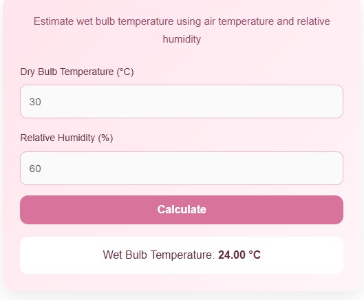 Wet Bulb Calculator – Calculate Wet Bulb Temperature Online Easily